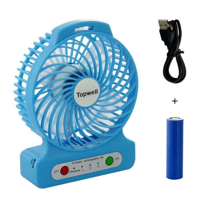Topwell 4.3-Inch Mini USB 3 Speeds Rechargeable Portable Table Fan ...