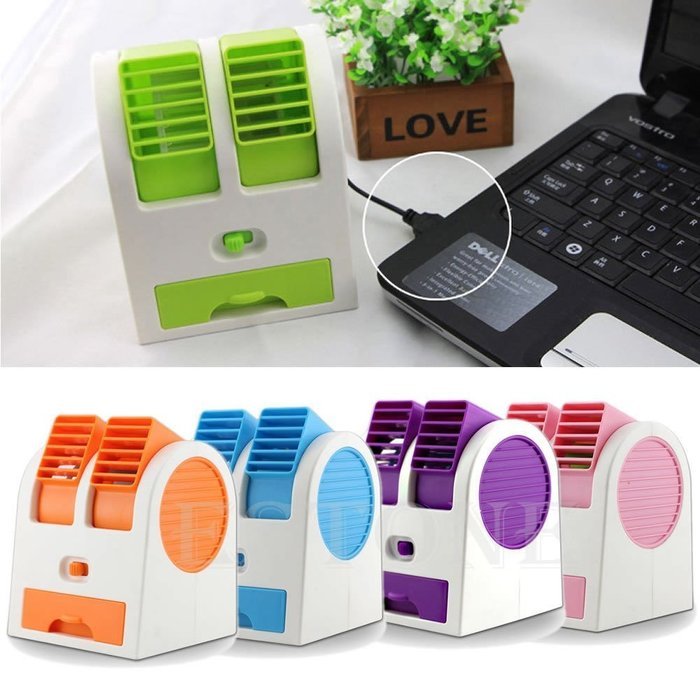 Mini Small Fan Cooling Portable Desktop Dual Bladeless Air Conditioner ...