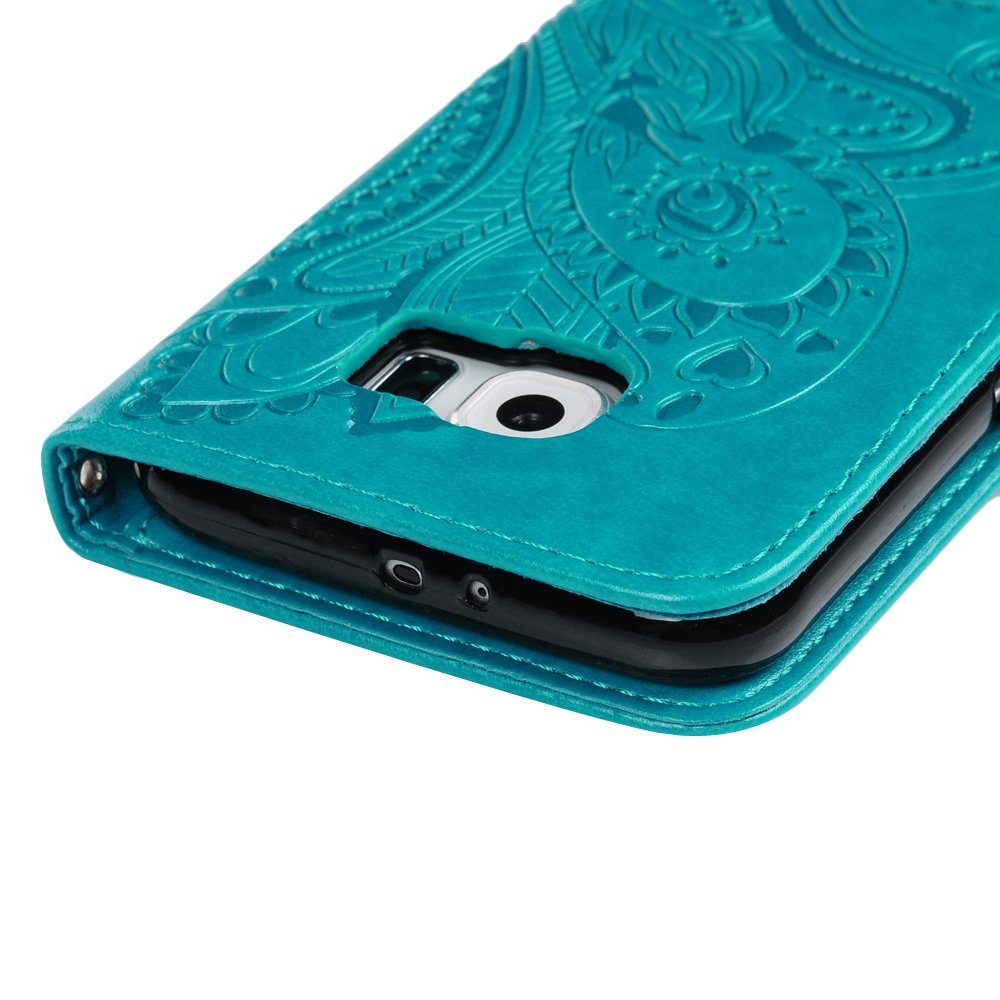 Galaxy S6 Case,Samsung Galaxy S6 Case - Wallet Flip Stand Case Embossed ...