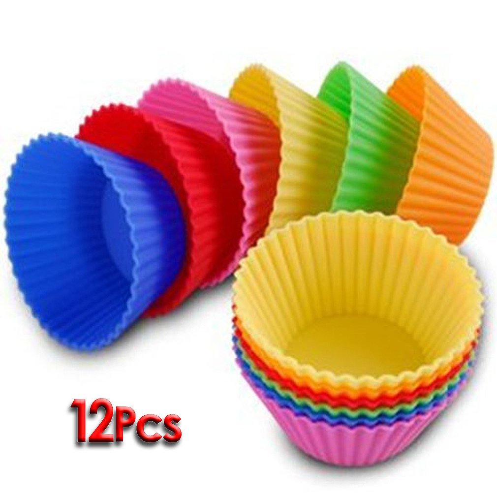 TOOGOO(R) 12 pcs Silicone Cake Cupcake Liner Baking Cup Mold free image ...