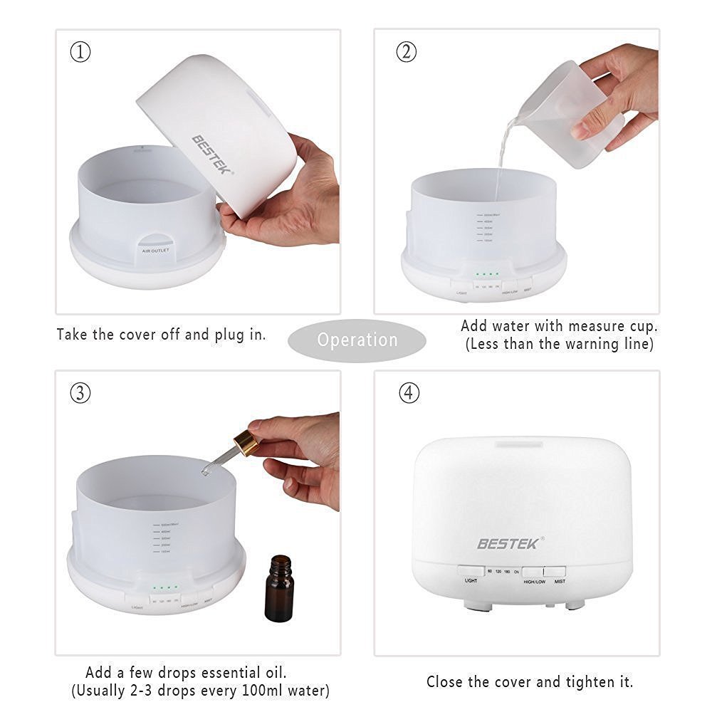 500ML Aroma Essential Oil Diffuser Ultrasonic Aromatherapy Machine Air ...