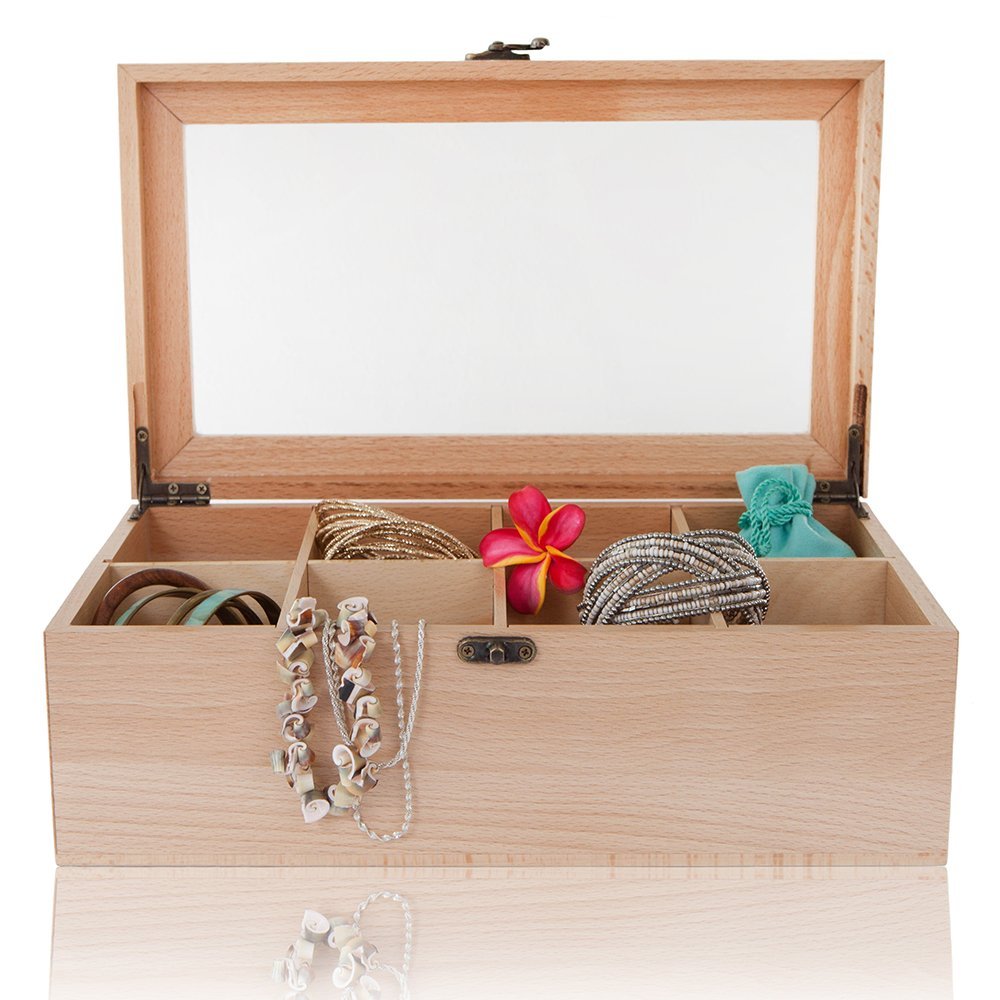 Wood Tea Box – Tea Bag Organizer – 8 Compartment Storage Chest with ...