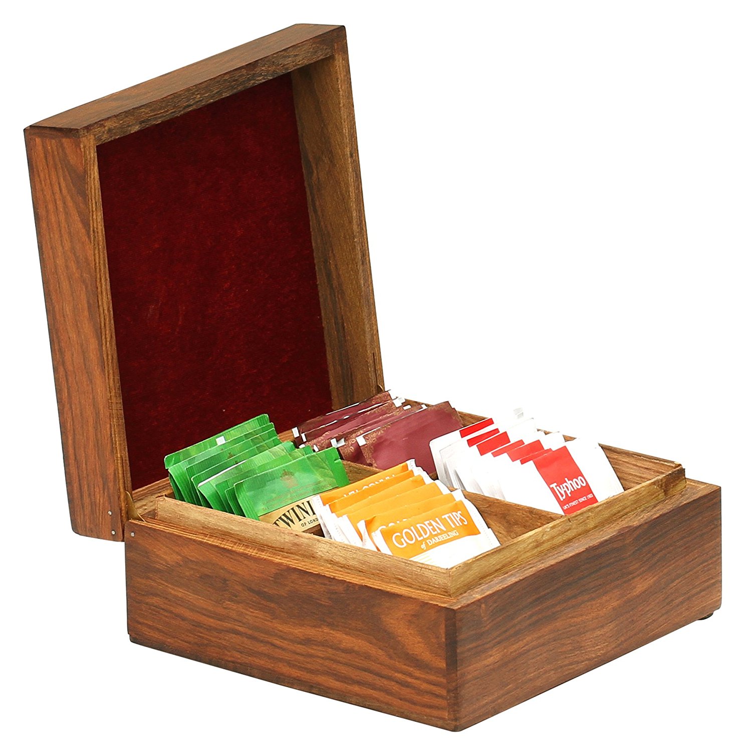 SouvNear Coffee / Tea Box with 4 Compartments for Tea Bags / Coffee ...