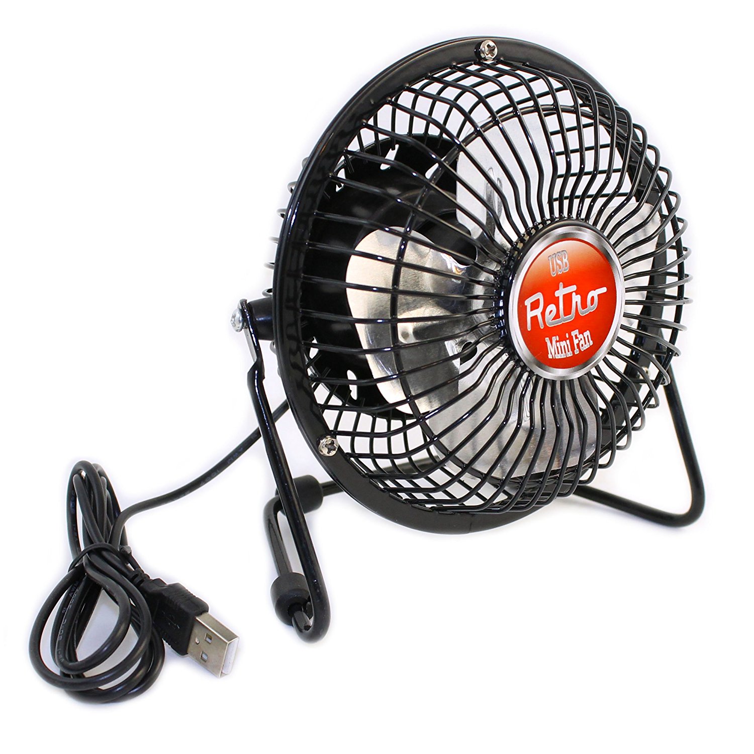 USB Retro Mini Desktop Fan with Metal Blades (Black) N3 free image download