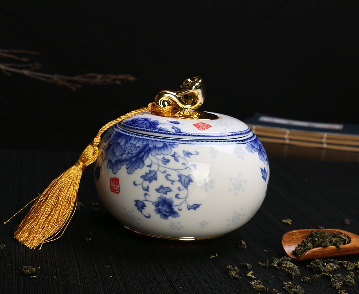JKCOM China Ceramics Tea Container Tea Caddy Porcelain Tea Storage Jar ...