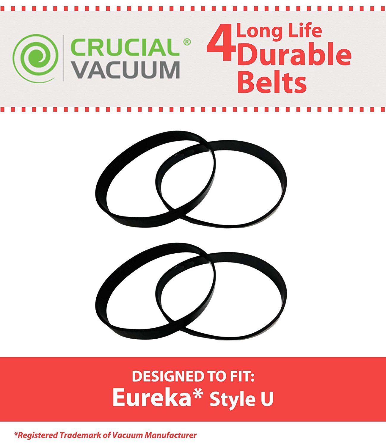 4 Eureka Style U Belts Fit Eureka Uprights, Whirlwind, Victory, Bravo ...