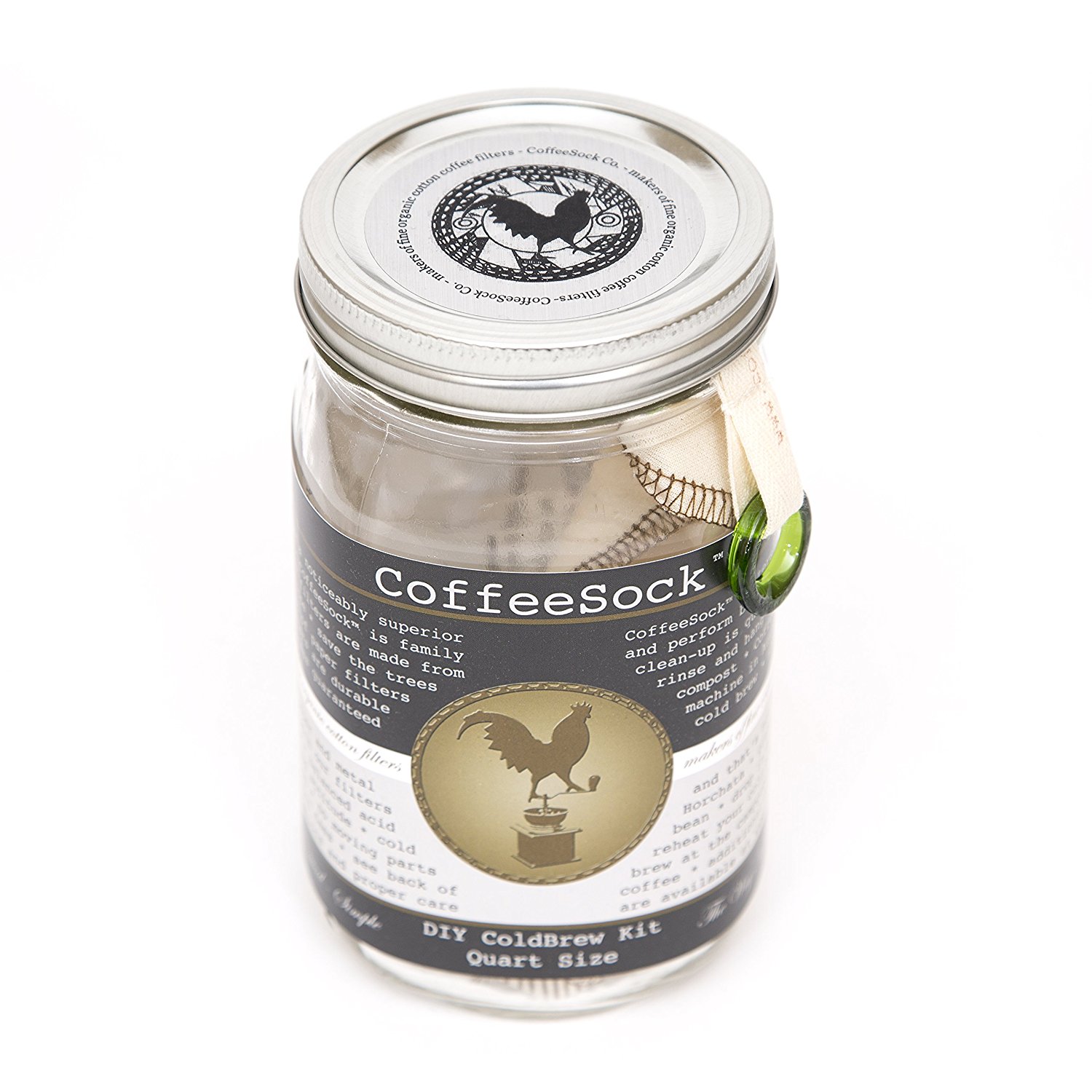 CoffeeSock ColdBrew Kit- Reusable Organic Cotton Filter and Jar (KIT32 ...