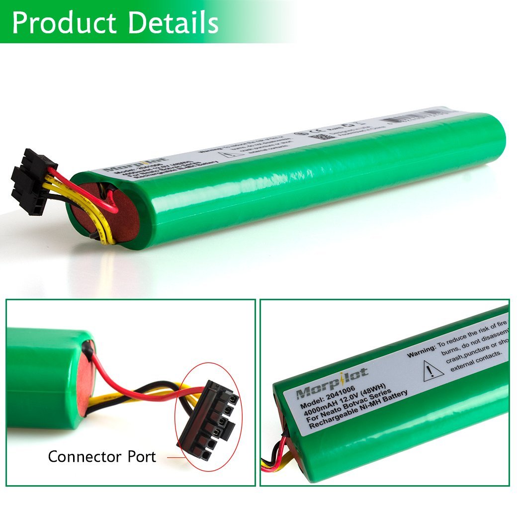 Morpilot 12V 4000mAh Extended NiMh Battery Pack for Neato Botvac Series ...