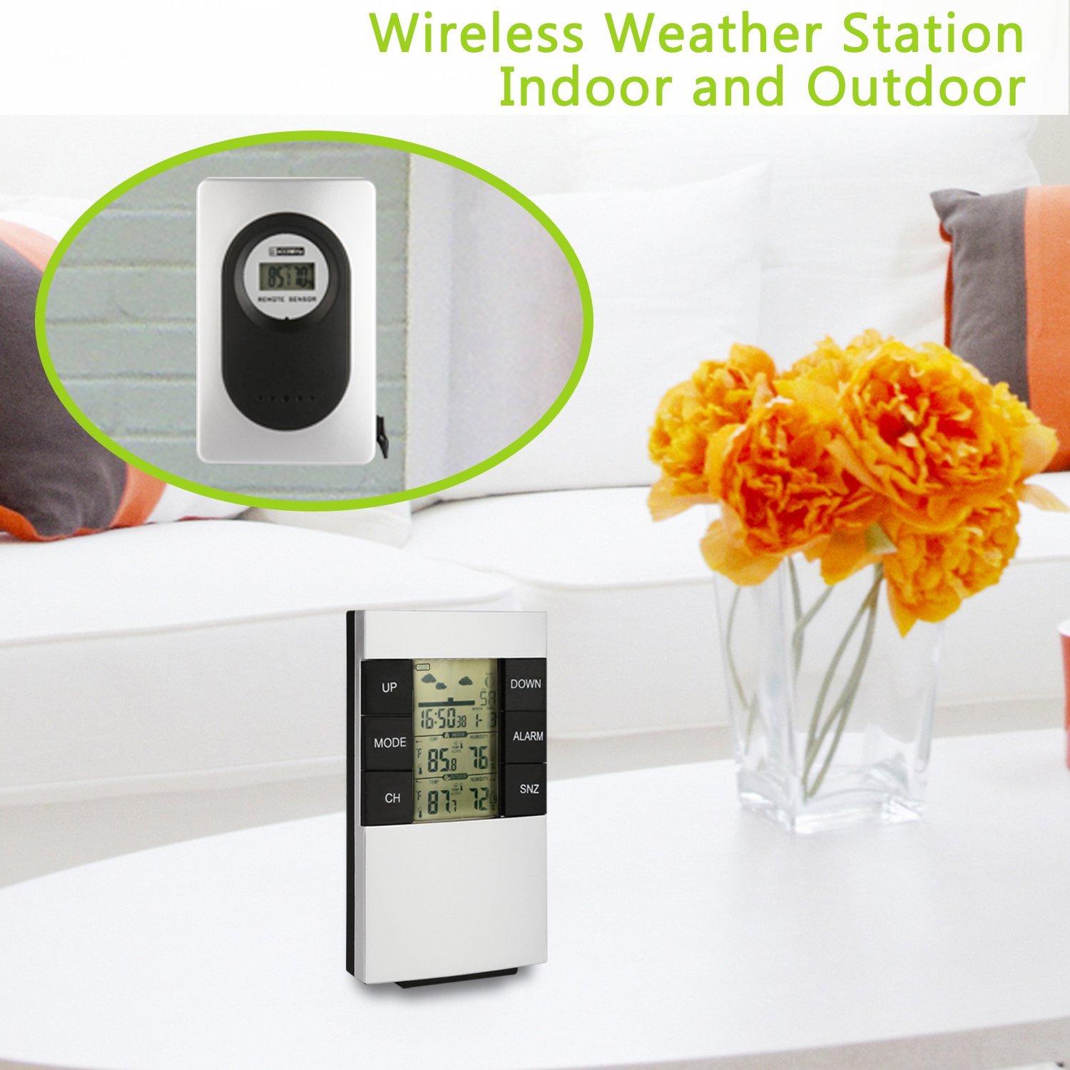 Semlos Wireless Weather Station Clock Indoor/Outdoor Weather Forecaster ...
