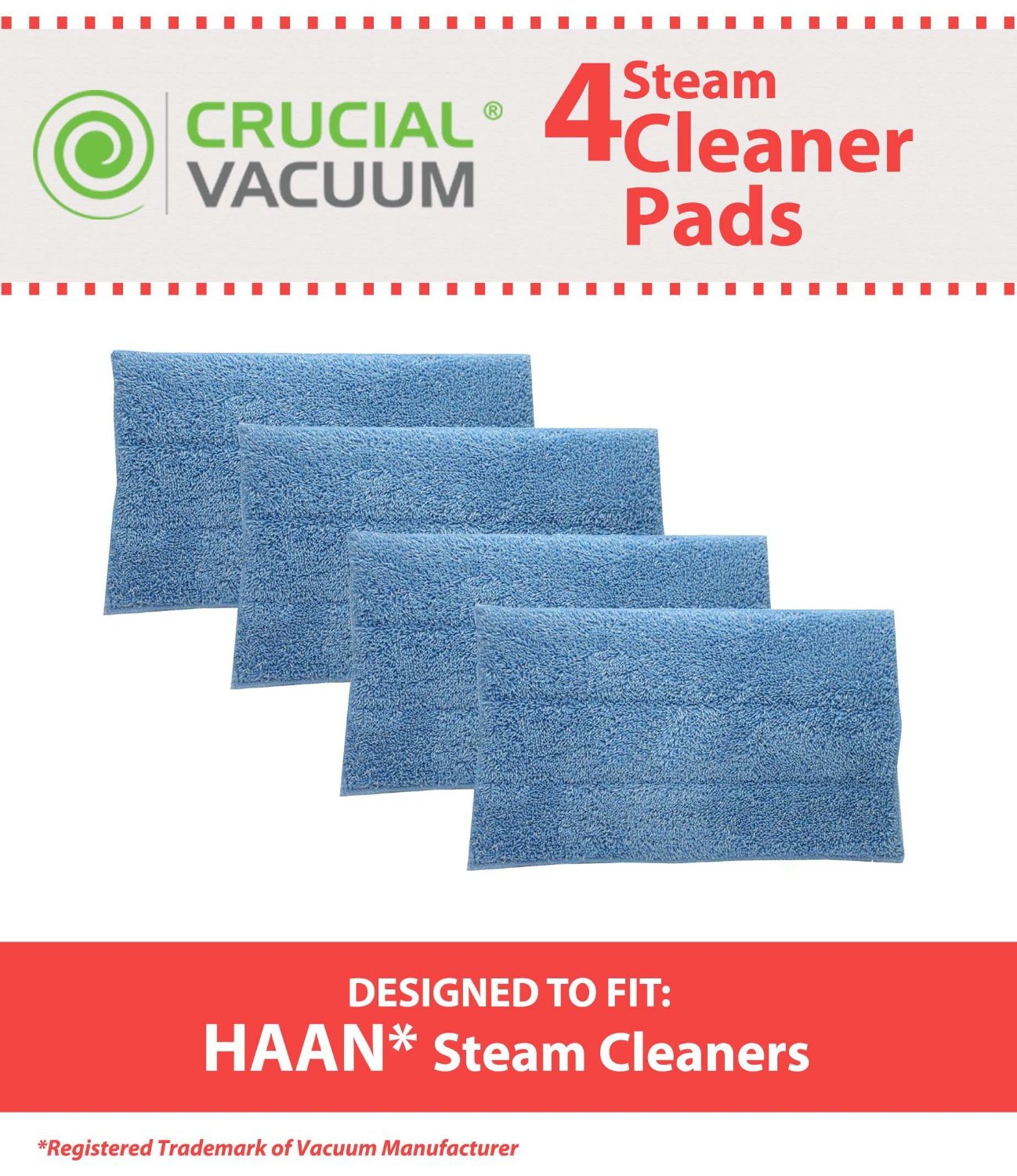 Crucial Vacuum Washable Micro-Fiber Blue Steam Mop Pads 4-pack fits ...