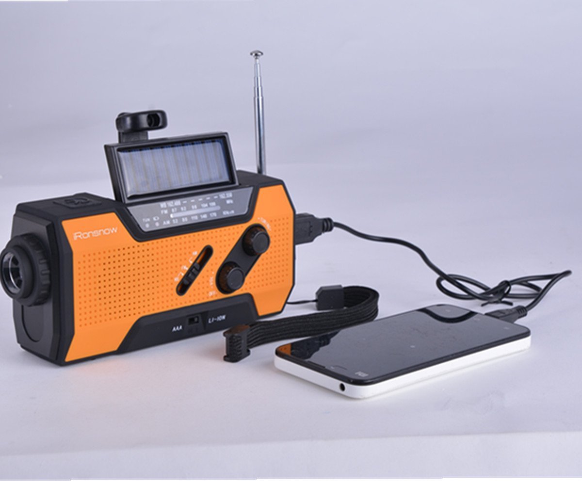 IRonsnow IS-090 Solar Hand Crank AM/FM/NOAA/WB Weather Radio, Self ...