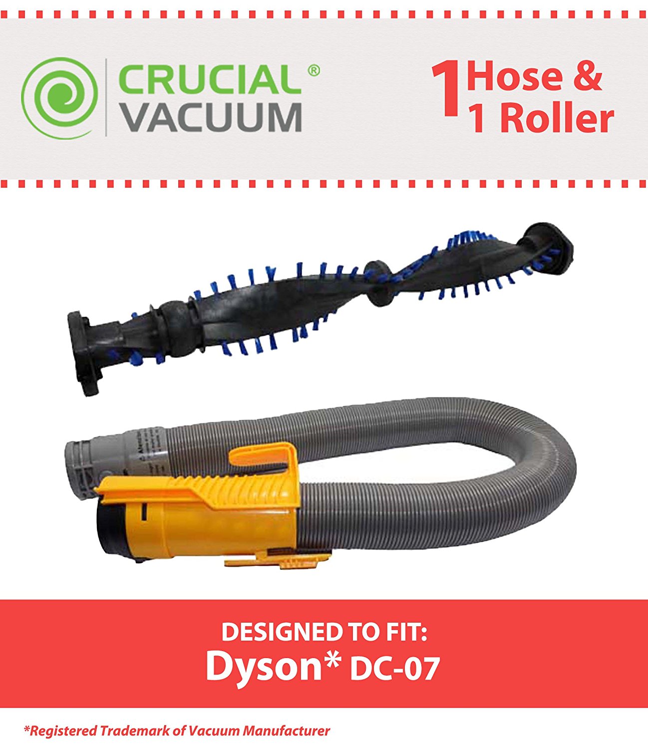 Dyson DC04, DC07, DC14 & DC33 Silver/Yellow Hose & 1 Clutch Roller ...