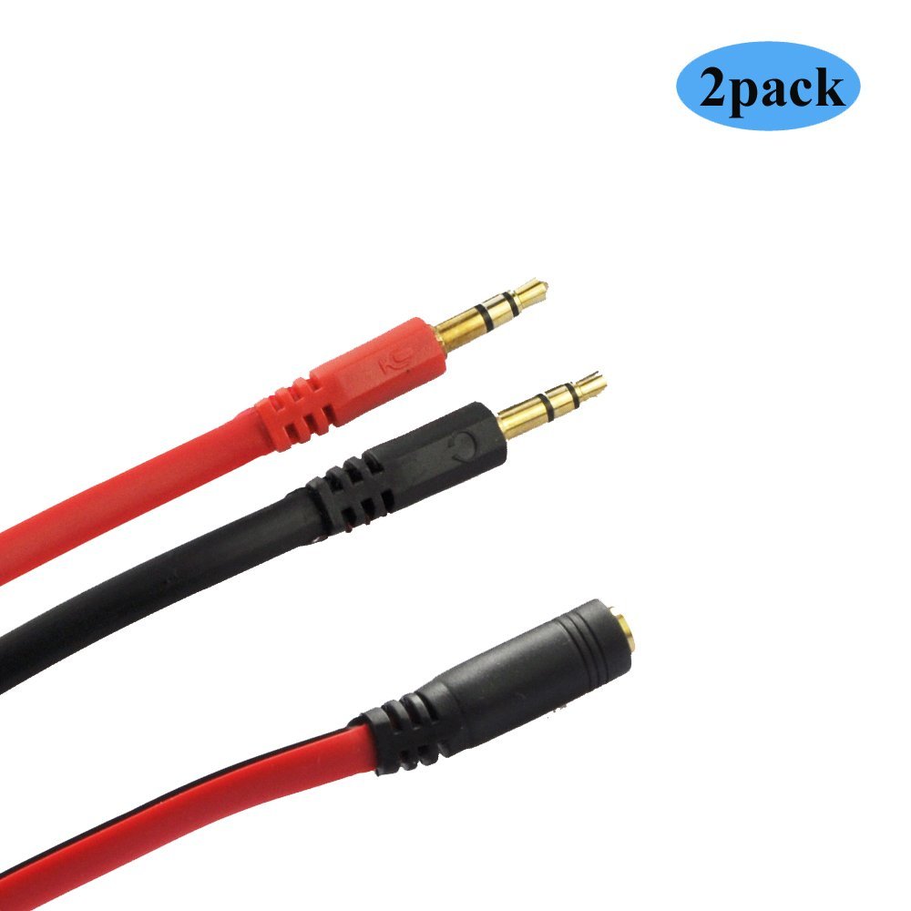 Seadream 2Pack 3.5mm Female to Dual 3.5 Male Headset Mic & Stereo Audio ...