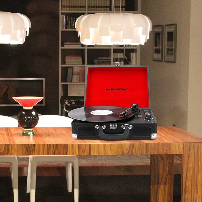 Musitrend Bluetooth Turntable Portable Suitcase Record Player with ...