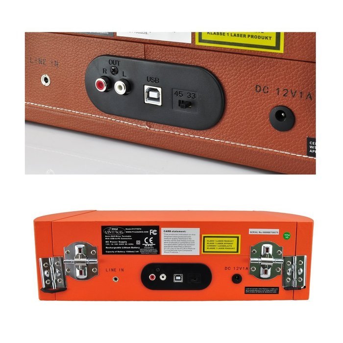 PYLE PVTTBT8BR Bluetooth Classic Vintage Style Vinyl Player Turntable ...