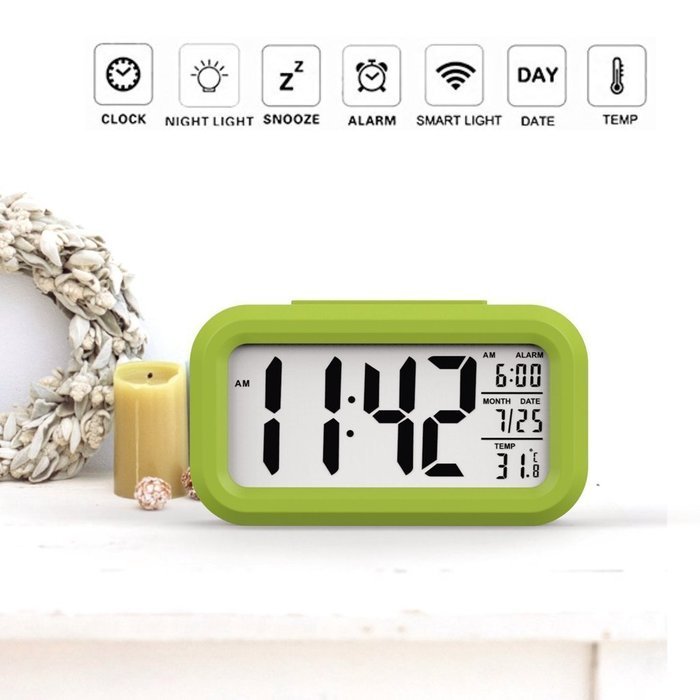 Fieans Solid Color Streamlined Snoozing Alarm Temperature Smart Night ...