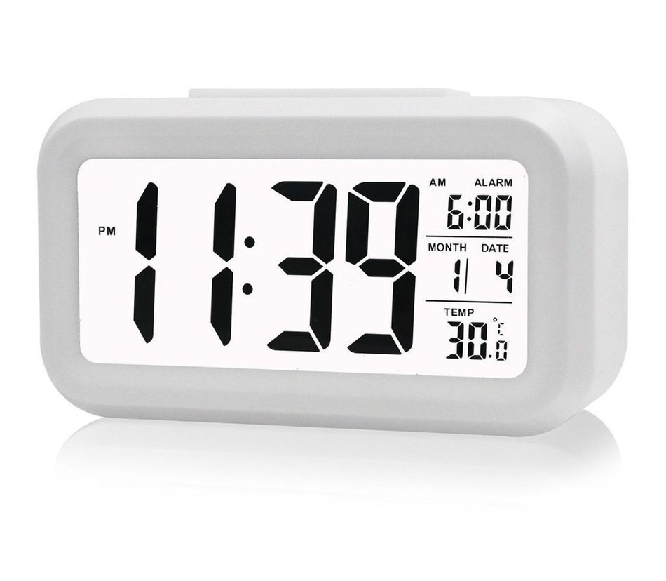 Fieans Solid Color Streamlined Snoozing Alarm Temperature Smart Night ...