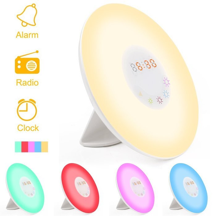 Shengsite Wake Up Light Alarm Clock Radio,Sunrise Simulation Wakes RGB ...