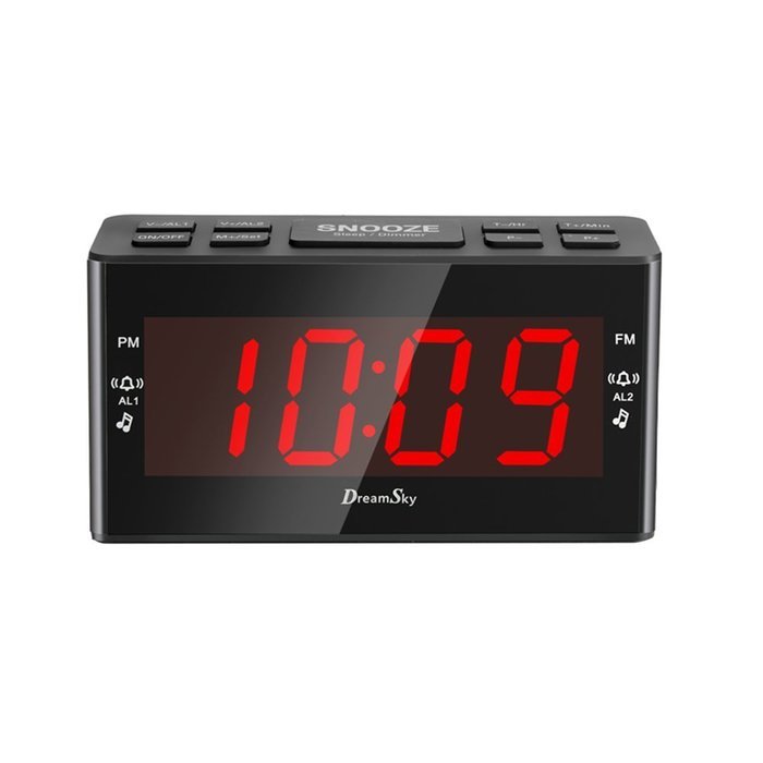 DreamSky FM Clock Radio With Dual Alarms ,Large Led Number Display ...