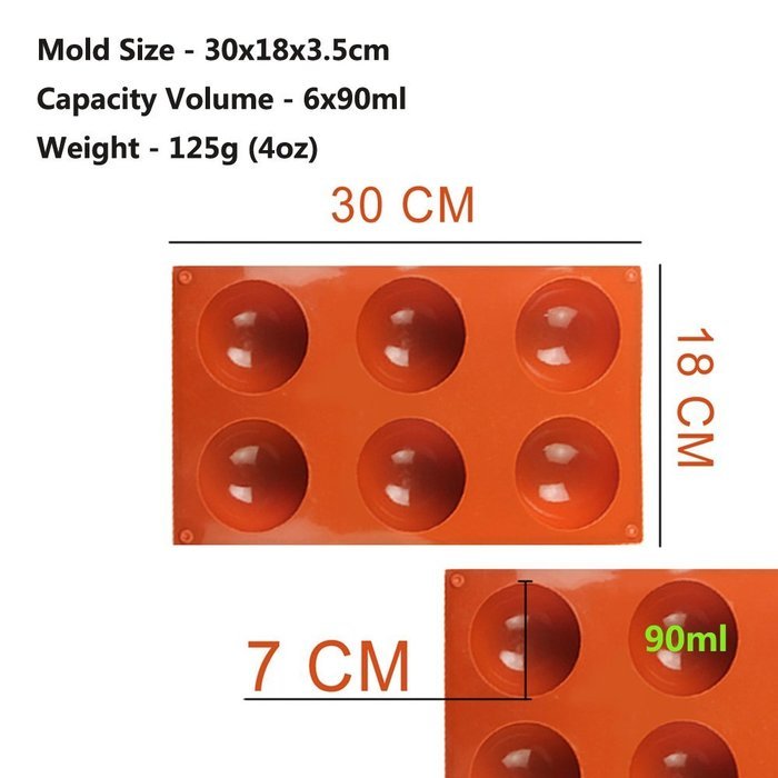 Silicone Mold,DiDaDi Non Sitick Muffin Pans 6-Cavity Large Half Circle ...