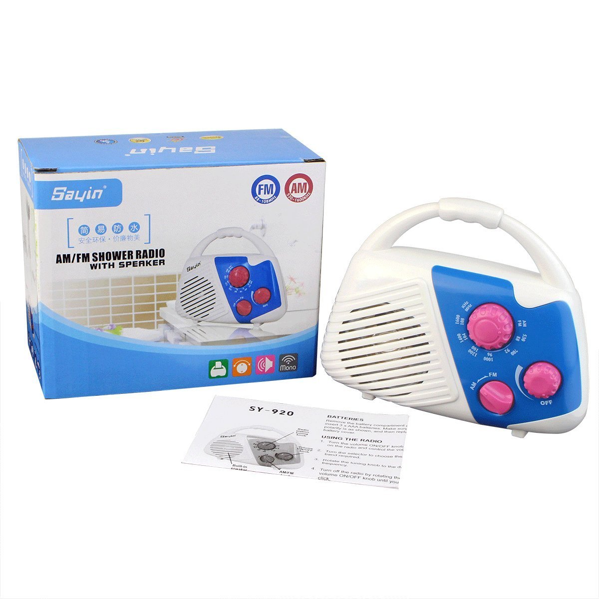 Tivdio Sy 920 Ipx4 Waterproof Portable Shower Am Fm Radio With Rotary