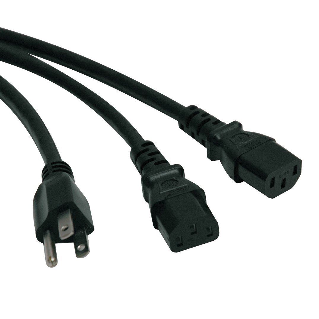Tripp Lite Standard Power Cord Y Splitter Cable (NEMA 5-15P to 2x IEC ...