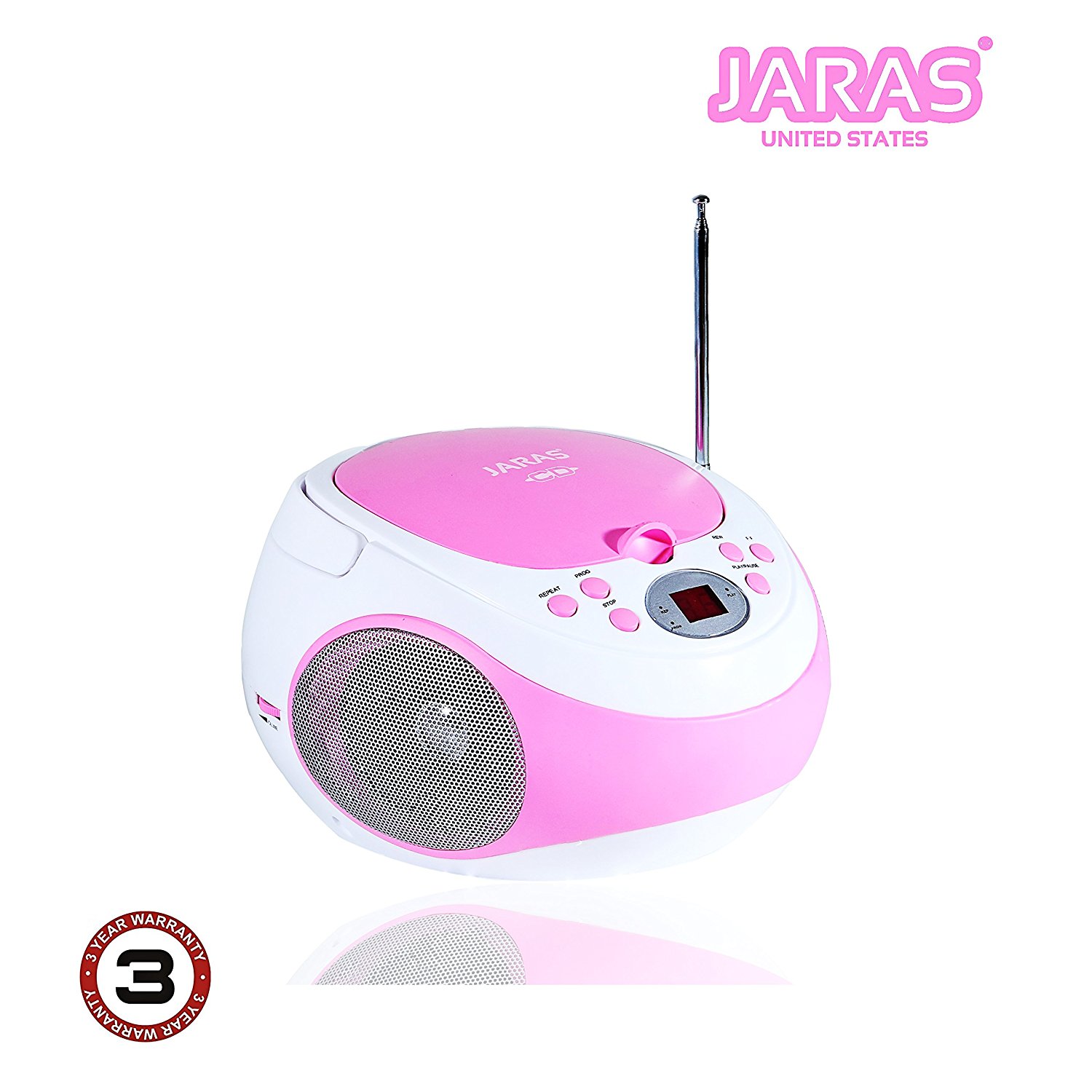 Jaras Limited Edition Portable Pink Boombox Stereo CD Player with AM/FM ...