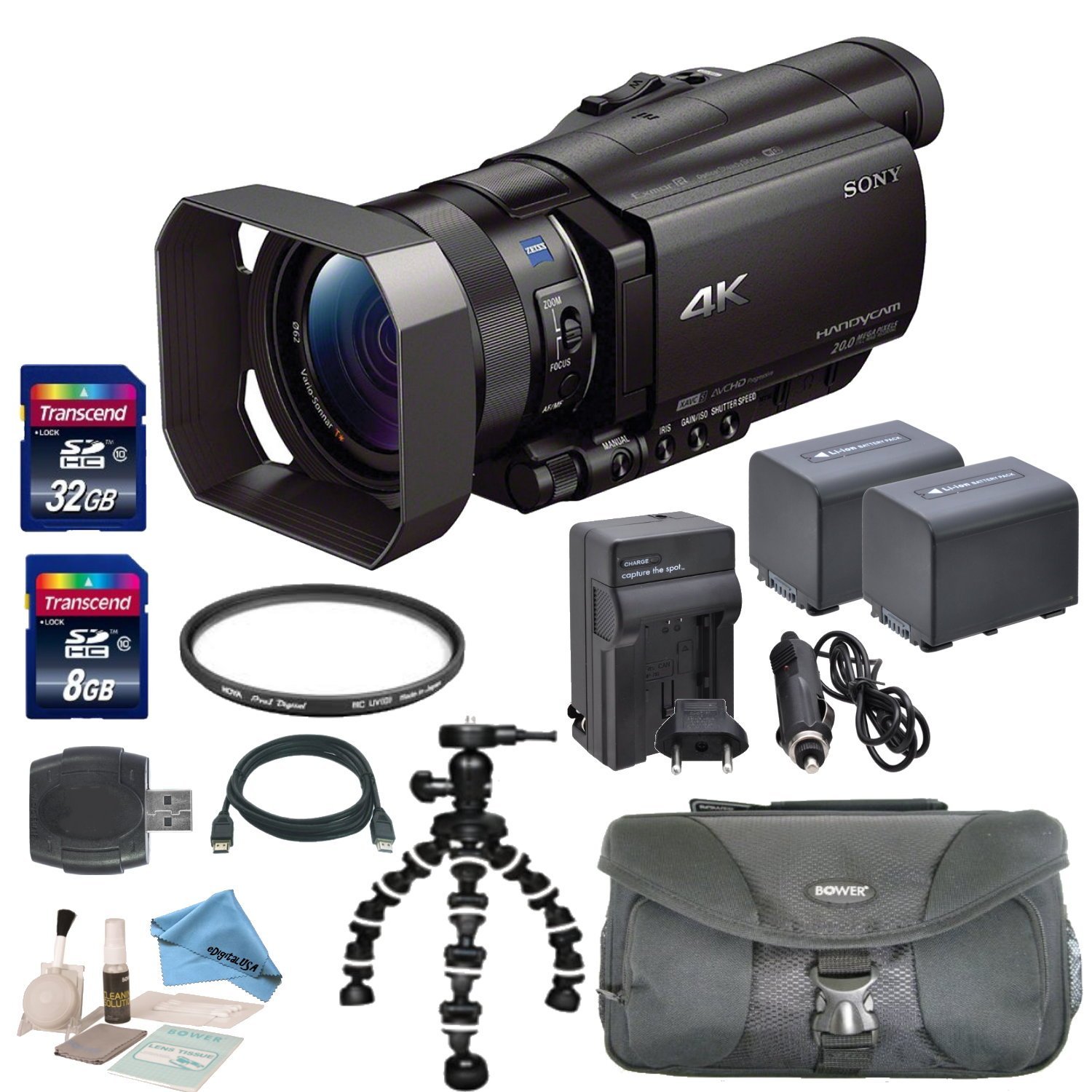 Professional Bundle - Sony FDR AX100 Ultra HD 4K Camcorder: Includes 2 ...