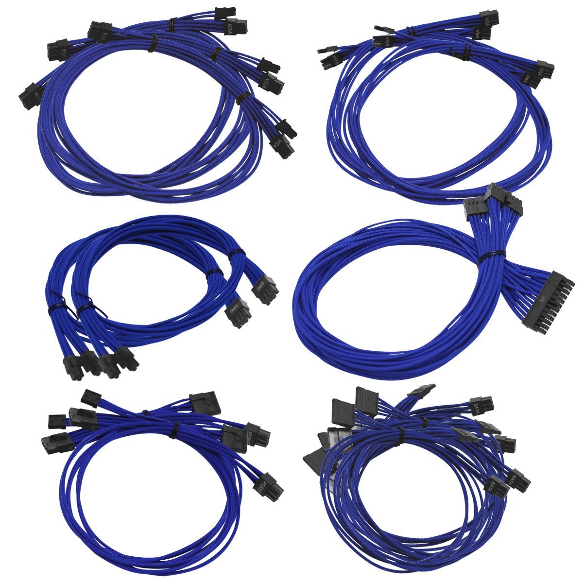 EVGA Blue G2/P2/T2 Power Supply Cable Set, Individually Sleeved (100-CU ...