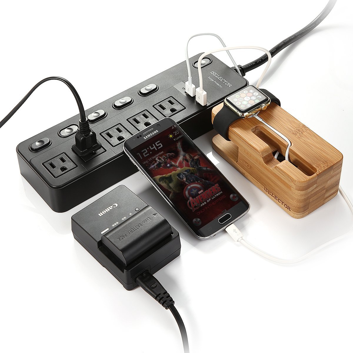 ISELECTOR Surge Protector 4320J 5-Outlet Individual Switch Power Strip ...