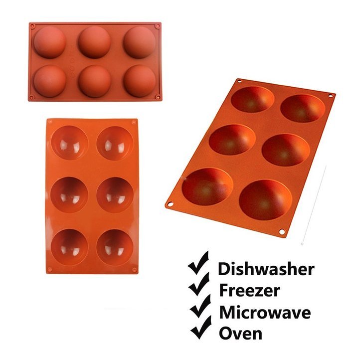 Silicone Mold,DiDaDi Non Sitick Muffin Pans 6-Cavity Large Half Circle ...
