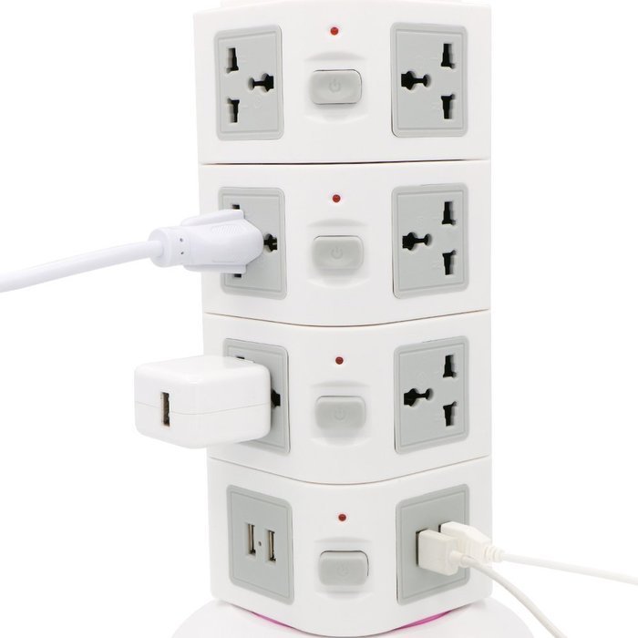 USB Power Strip, Bukm 14-Outlet Surge Protector, 4-Port USB Travel ...