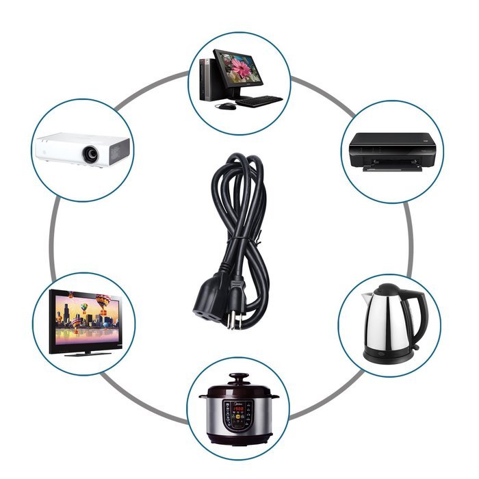 JACKYLED 2-PACK 16AWG Power Cord, Universal Power Cord, NEMA 5-15P to ...