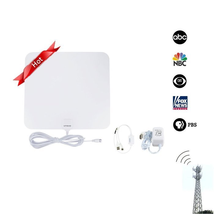 Indoor TV Antenna 50 Miles Range Amplified High Gain Signal With 16.4 ...