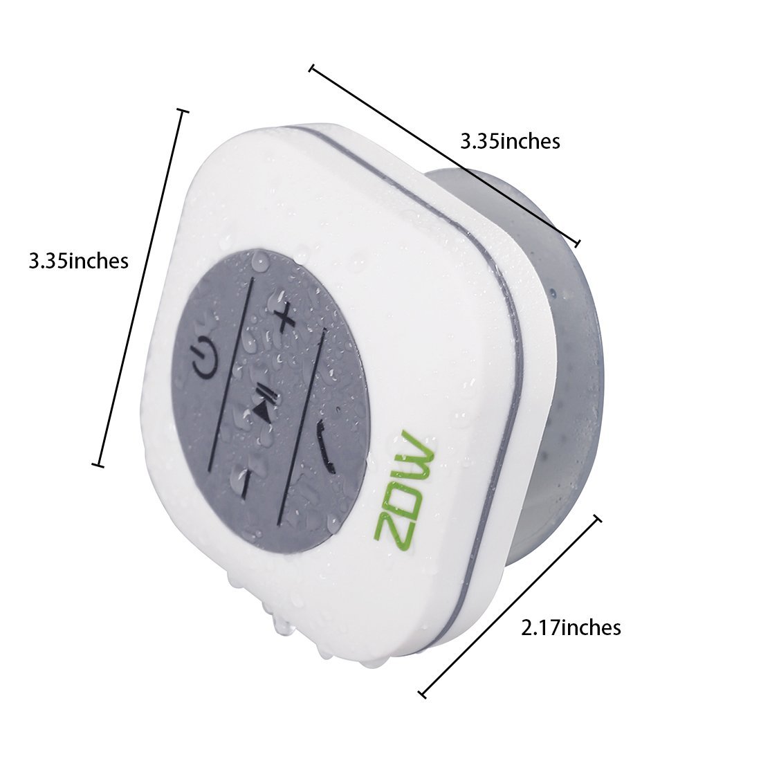 ZDW Wireless Bluetooth 3.0 Waterproof Outdoor & Shower Speaker with 3W ...