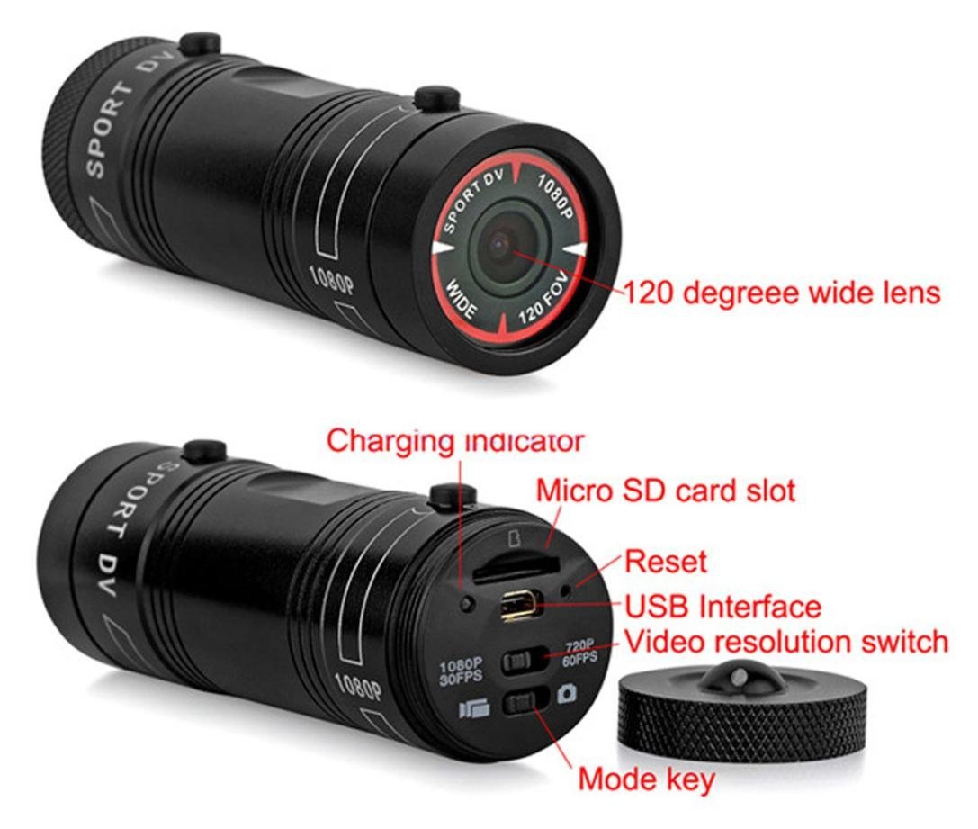 Malloom Full HD 1080P DV Mini Waterproof Sports Camera with Bike Helmet ...