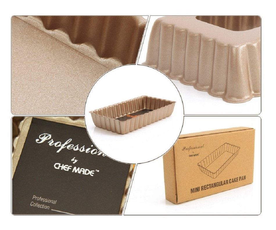 Professional Mini Rectangular Cake Pan 4.52.5" with Removable Bottom (1 ...