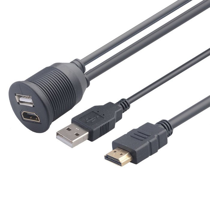 BATIGE USB & HDMI to HDMI + USB AUX Extension Dash Panel Waterproof Car ...