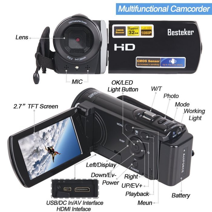 Camera Camcorders, Besteker Portable Digital Video Camcorder Max. 16.0 ...