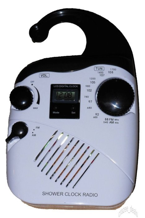 Water Resistant Am Fm Portable Shower Clock Bath Bathroom Radio N3 Free