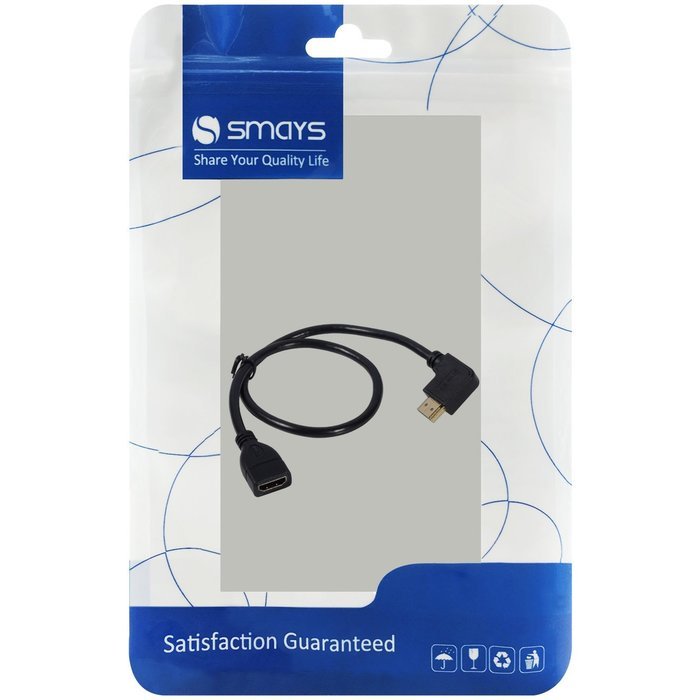 Smays Left Angle HDMI Extension Cord - Connect Your Monitor or Wall ...