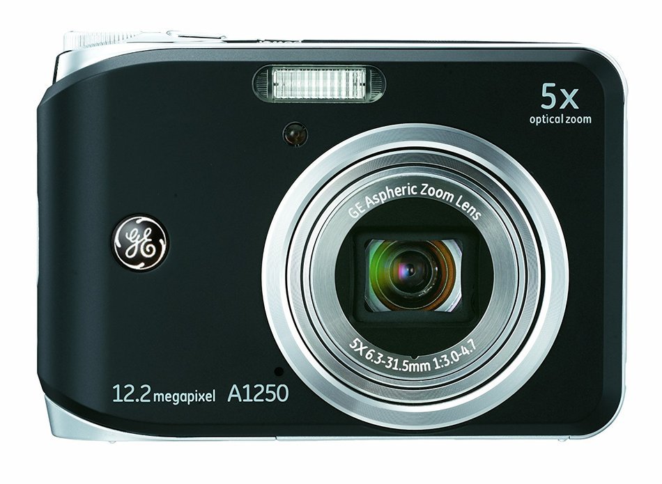 GE A1250-BK 12MP Digital Camera with 5X Optical Zoom and 2.5 Inch LCD ...
