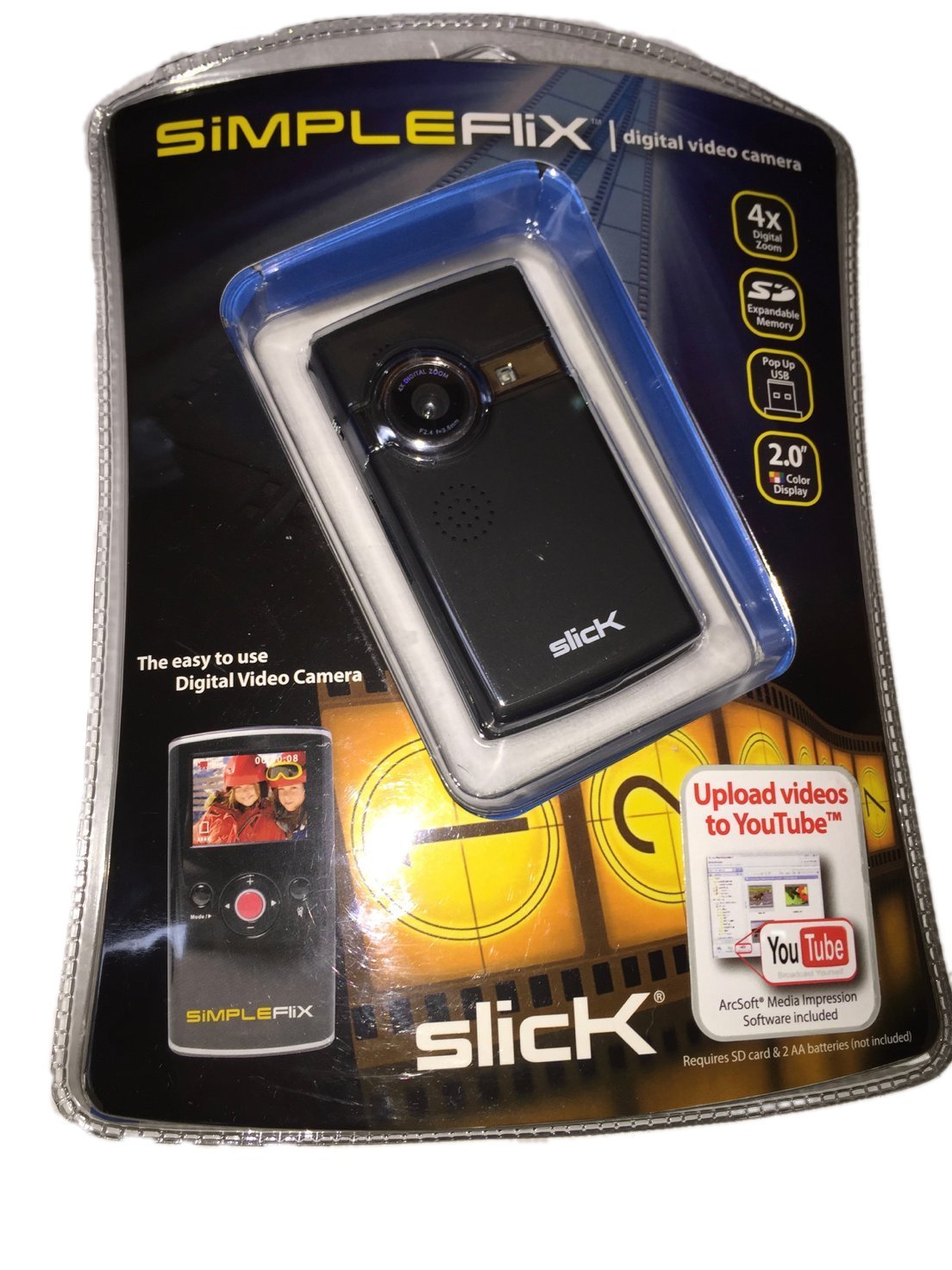 Slick SimpleFlix VC110 Digital Video Camera with 4x Digital Zoom Black ...