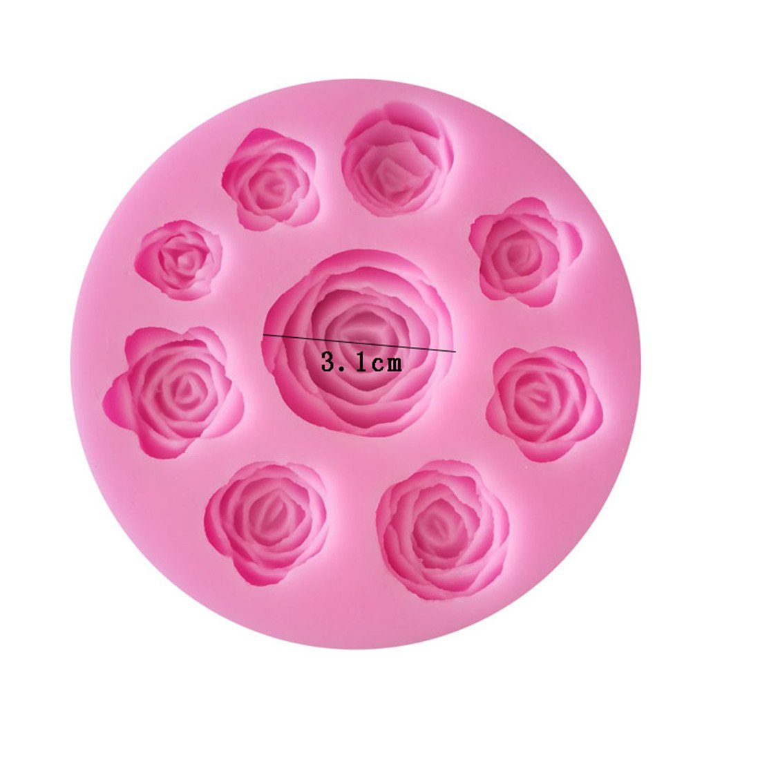 SHINA New Arrival Fondant Silicone Sugar Nine Red Roses Shaped Cake ...