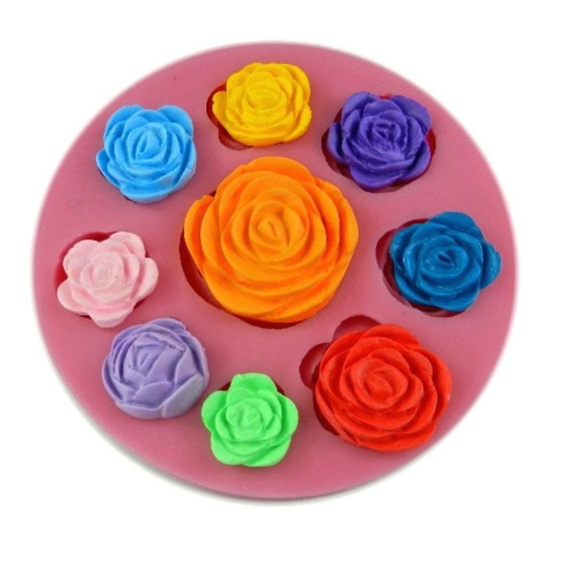 SHINA New Arrival Fondant Silicone Sugar Nine Red Roses Shaped Cake ...
