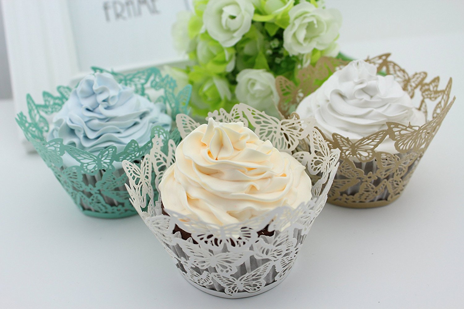 Finex® 100pcs *Butterfly* Wedding Cupcake Liner Wrappers Muffin Wrapper ...