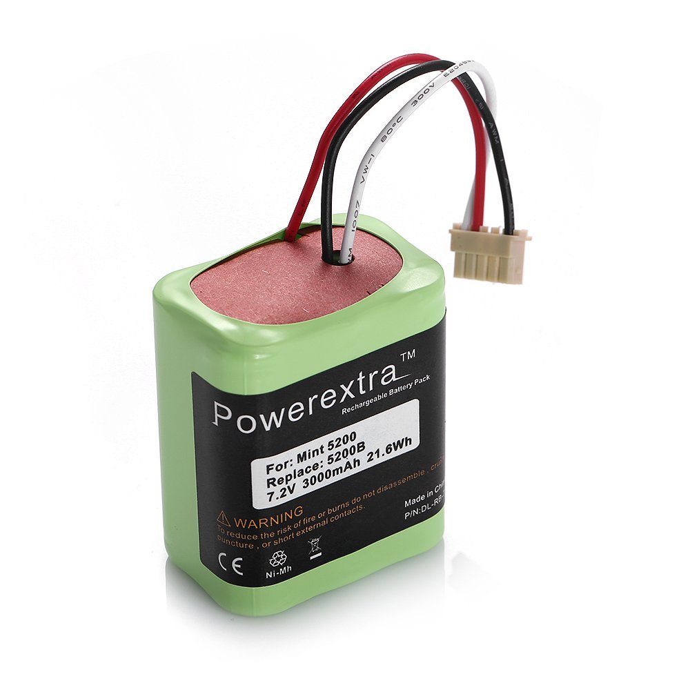 Powerextra 2 Pack 7.2V 3000mAh Ni-MH iRobot Mint 5200 Vacuum Cleaner ...
