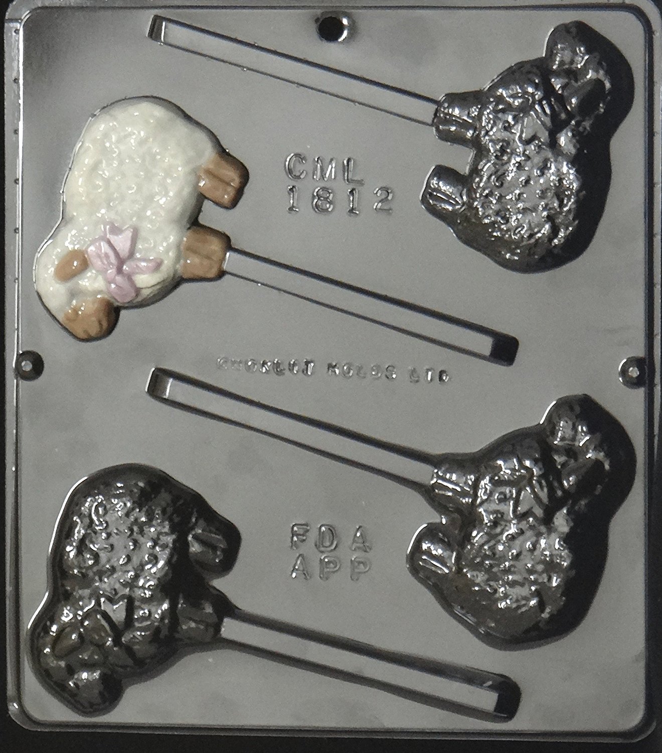 Lamb with Bow Lollipop Chocolate Candy Mold Easter 1812 N2 free image ...