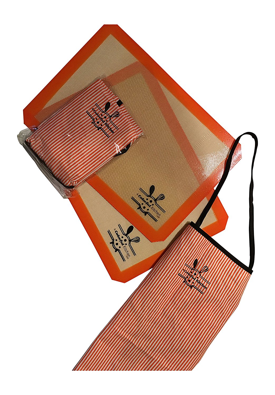 2 Kid's Colorful Orange and White Striped Aprons, plus 2 Professional ...