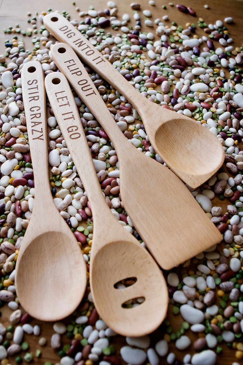 Talisman Designs 12-Inch Solid Beechwood Salad Spoon, Phrases Design N8 free image download